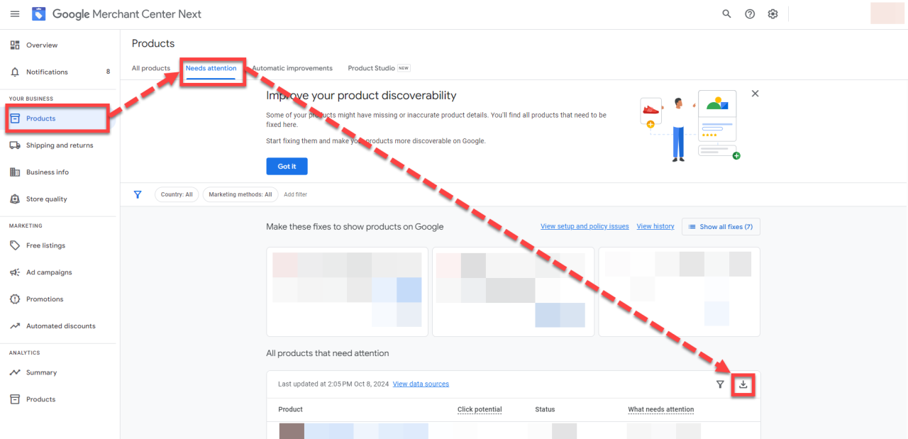 How to download current shopping feed data from Google Merchant Center ...